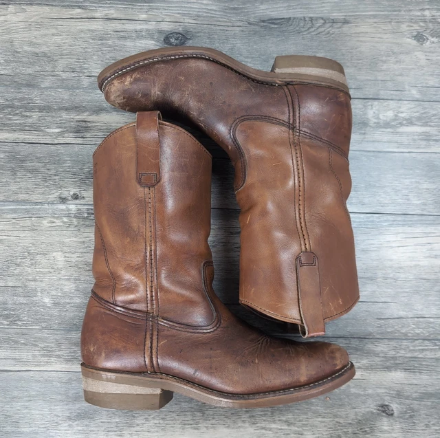 RARE VERY EARLY Red Wing Pecos Distressed Brown Leather Boots Men’s 9 B ...