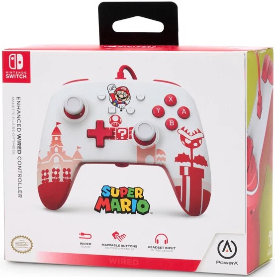 MANDO POWER A Enhanced Wired Controller Super Mario White & Red (blanco ...
