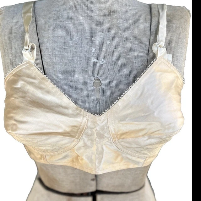 VINTAGE 50S CREAMY Satin Bullet-style Bra by St Michael Made in Britain ...