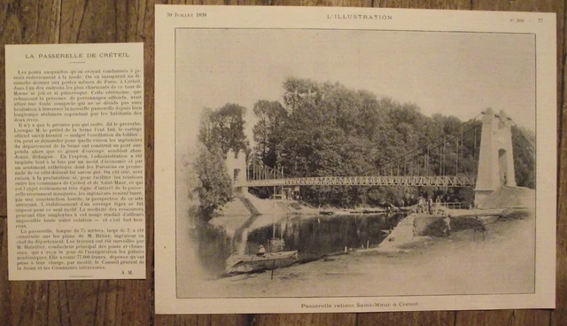ARTICLE , PHOTO passerelle de Creteil reliant Saint Maur,barque pecheur ...