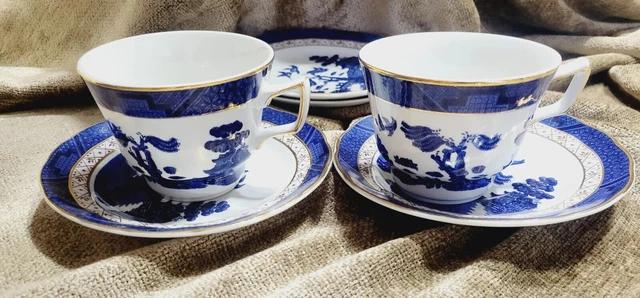 ROYAL DOULTON BOOTHS Real Old Willow 1981 2 Tea Cups 4 Saucers UNUSED £56.00 - PicClick UK