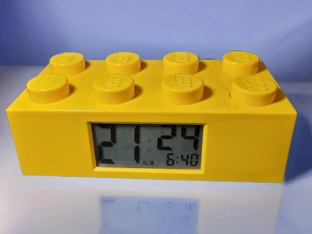 LEGO BLOCK DIGITAL Alarm Clock Yellow Brick Battery Operated Works $24. ...