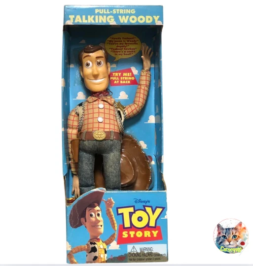 DISNEY TOY STORY PULL-STRING TALKING WOODY Official Figure PIXAR 1995 ...