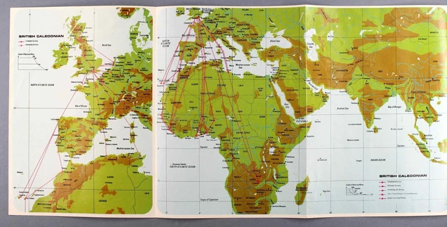 BRITISH CALEDONIAN AIRWAYS Airline Route Maps Boeing 707 Bcal Cabin ...