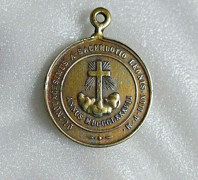 1887 ANTIQUE POPE Leo Xiii Medal Rome Vatican $35.00 - PicClick