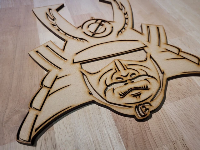 LARGE WOODEN 3D Japanese Samurai Mask Sign Wall Art Door Hanging Plaque ...