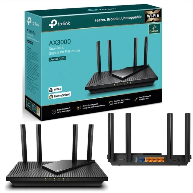 TP-LINK AX3000 DUAL Band Gigabit Wi-Fi 6 Router, USB 3.0, Archer AX55 ...