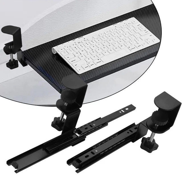 UNDER DESK KEYBOARD Extension Holder Slide out Rail Clamp for Home ...
