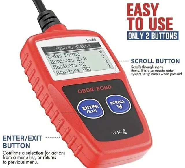 OBD2 SCANNER MS309 Universal Car Engine Fault Code Reader, Diagnostic ...
