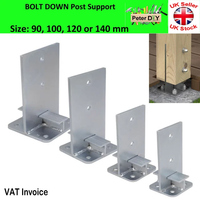 HEAVY DUTY GALVANISED Bolt Down INTERNAL POST SUPPORT PERGOLA Foot Base ...