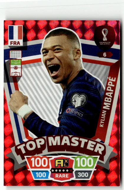 PANINI FIFA 2022 Qatar Copa Mundial No. 6 Kylian Mbappé Top Master EUR ...