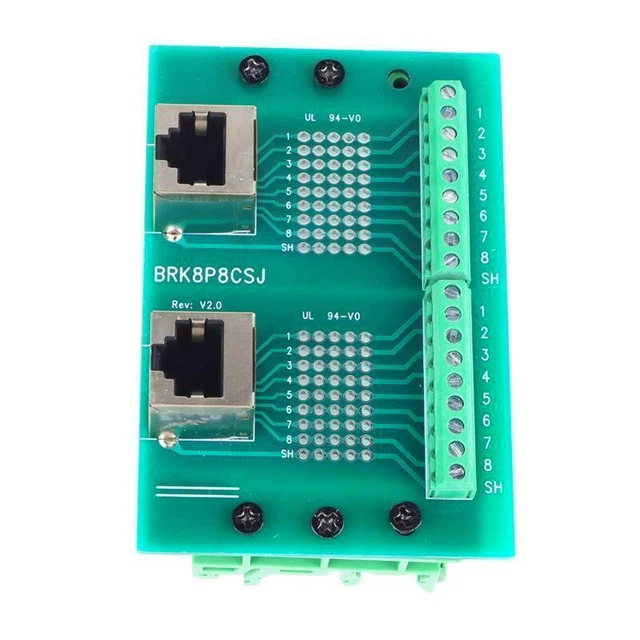 ETHERNET RJ45 CONNECTOR Breakout Board Terminal Block DIN Rail Mount ...