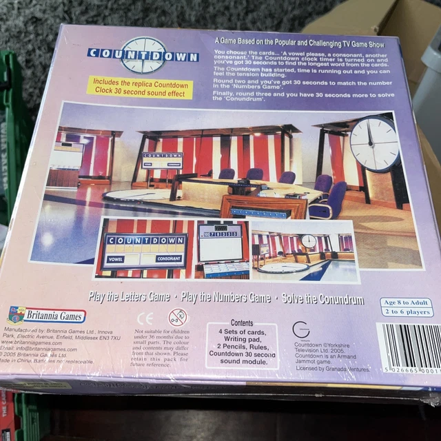 COUNTDOWN, TV GAME With Clock - 2005 Britannia Games - Carol Vorderman ...