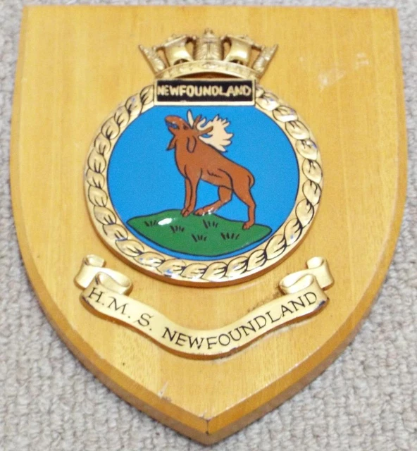 HMS NEWFOUNDLAND ROYAL Navy Wooden Ships Military Wall Plaque Crest ...