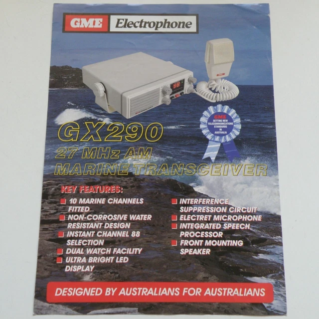ORIG.SALES&INFO SHEET FOR Gme Electrophone Gx290 Hf Marine12Ch Radio ...