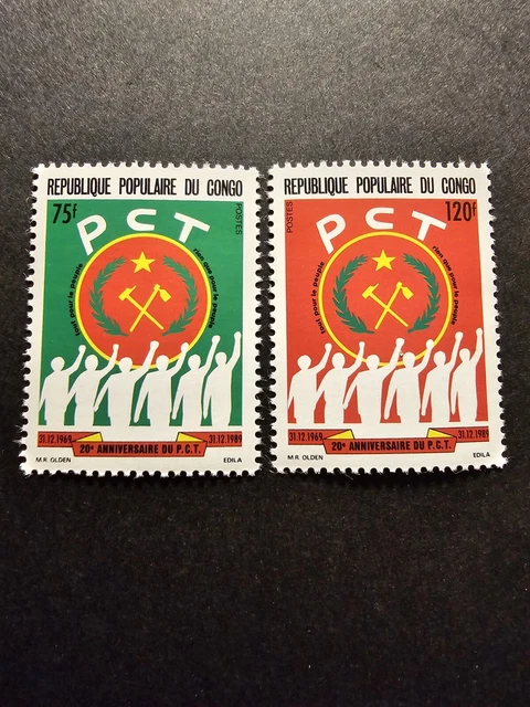TIMBRE CONGO 20E Anniversaire Du Pct N°847/848 Neuf ** Luxe Mnh 1989 ...