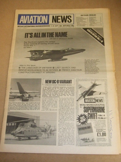 AVIATION NEWS - Naming Aircraft - Sept 11 1981 £5.99 - PicClick UK