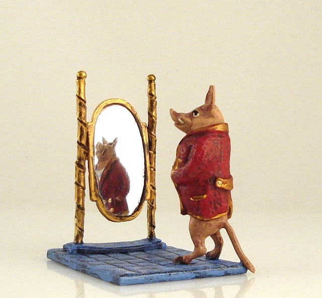 VIENNA BRONZE PIG MILLIONAIRE watching himself in the Mirror Bermann ...