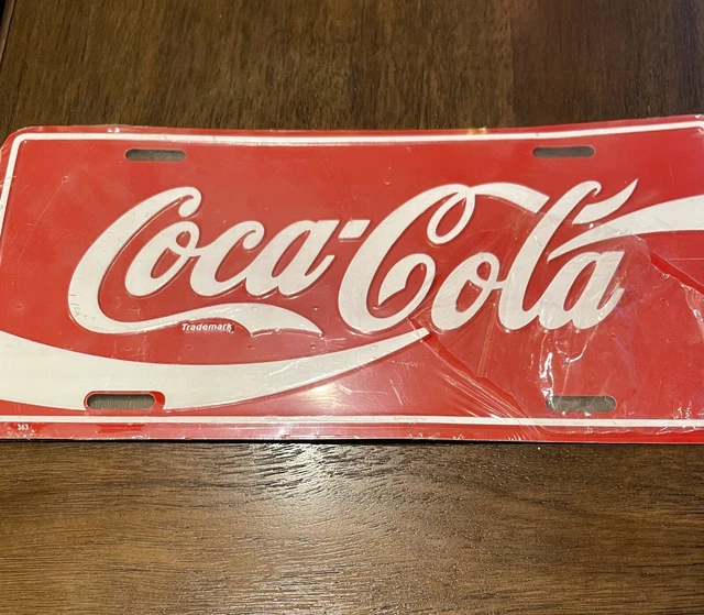 VINTAGE COKE COCA-COLA Soda Logo Metal Embossed License Plate Red in ...