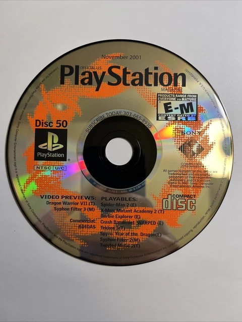 OFFICIAL U.S. PLAYSTATION PS1 Magazine Demo Disc # 50 November 2001 OPM ...