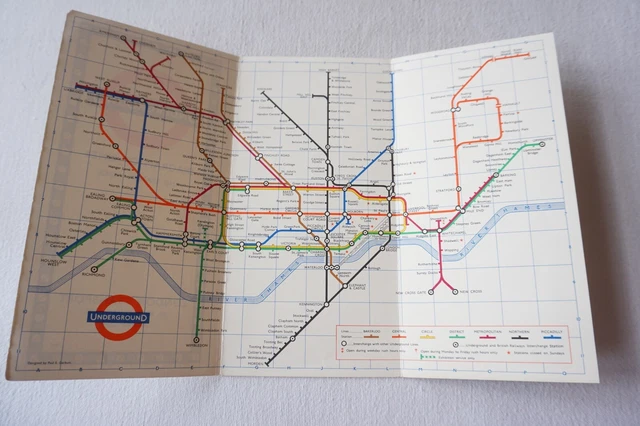 1964 LONDON TRANSPORT Underground Tube Map Diagram of Lines Ref 364 VGC ...