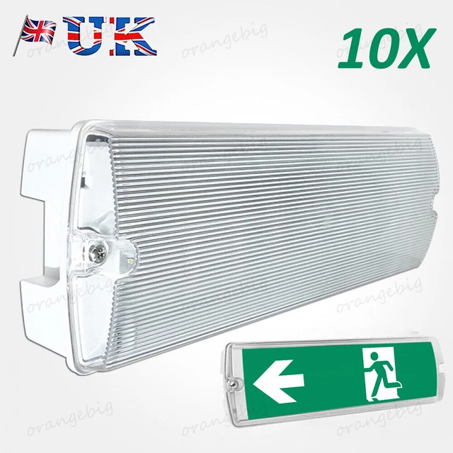 10X LED EMERGENCY Light Fitting Bulkhead 3 Watt Ip65 Maintained Non ...