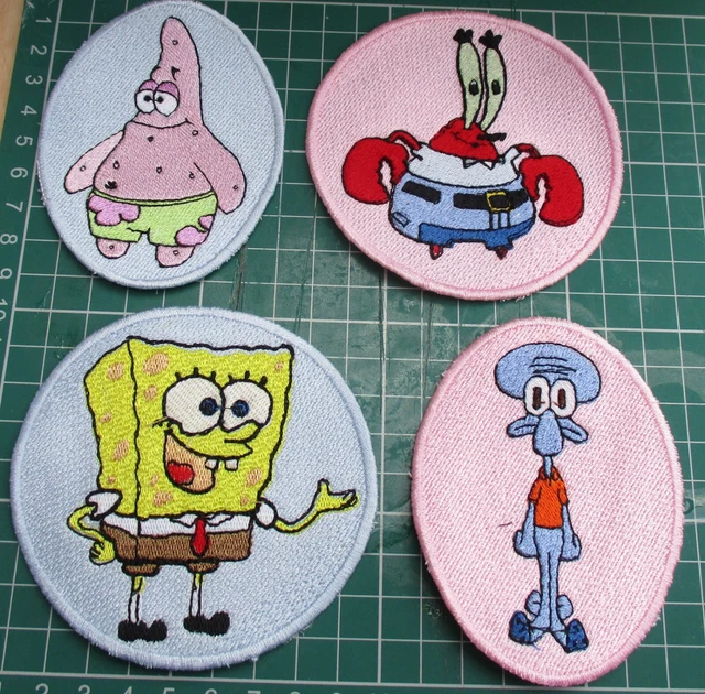 SPONGEBOB SEW-ON PATCHES/BADGES-SPONGEBOB, Patrick, Squidward, Mr Krabs £7.17 - PicClick UK