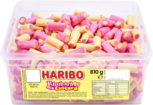 HARIBO RHUBARB AND Custard Sweets Tub 810G £18.28 - PicClick UK