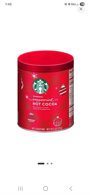 STARBUCKS 6 OZ PEPPERMINT HOT COCOA Mix Chocolate Collectors Tin £14.38 ...