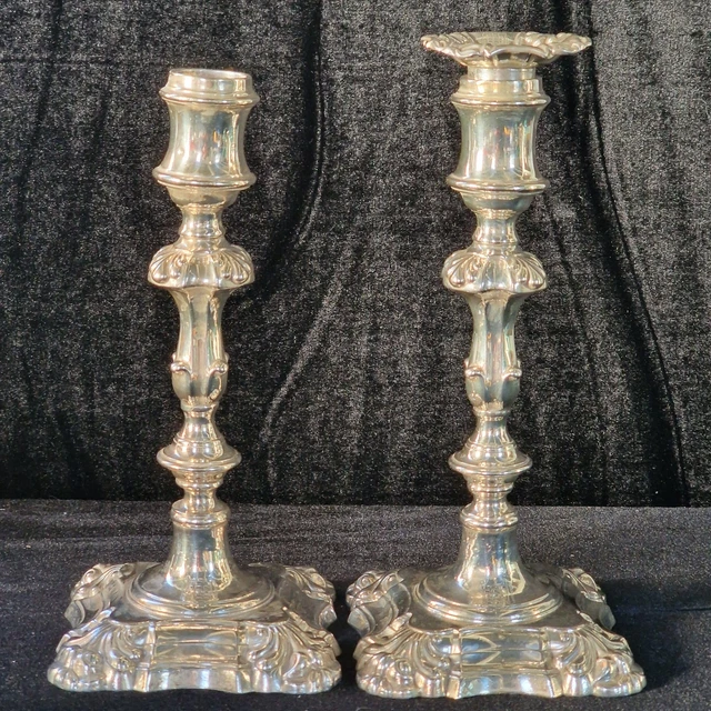 A PAIR OF William IV silver Houses Of Parliament candlesticks, missing ...