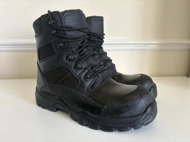 BRITISH ARMY ISSUE Black Leather Hot Weather Safety Combat Boots Size ...