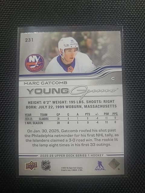 MARC GATCOMB YOUNG Guns 2025-26 Upper Deck Series 1 $2.00 - PicClick CA