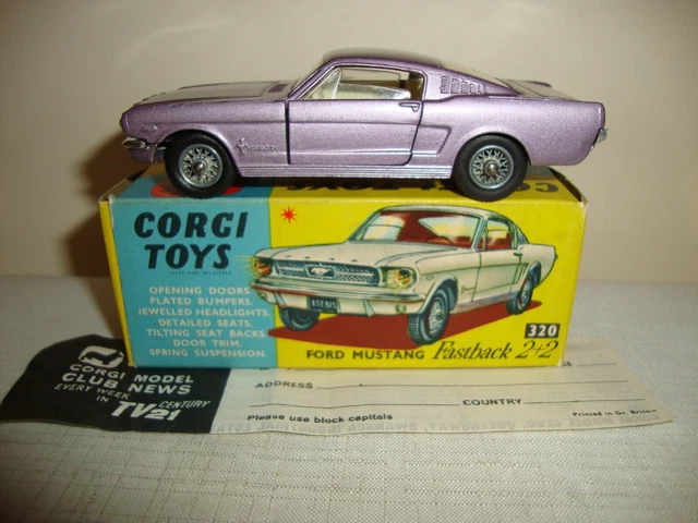 ORIGINAL CORGI 320 FORD MUSTANG FASTBACK 2+2 - EXCELLENT in original ...