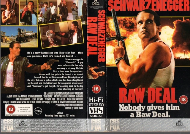 RAW DEAL VHS Video Tape - Rare Vintage Schwarzenegger Action Film *BIG ...