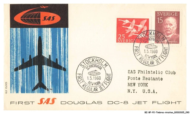 BZ-BFP2-0946-STAMPS - FIRST Sas Douglas Dc-8 Jet Flight - Scandinavia ...