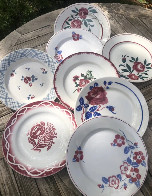 LOT DE 8 assiettes plates anciennes dépareillées Digoin Sarreguemines ...
