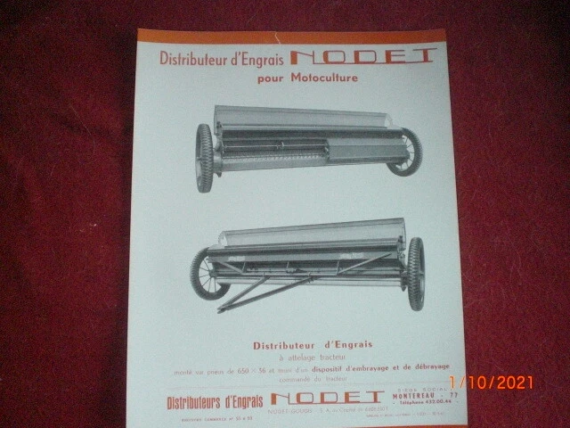 ANCIEN PROSPECTUS Publicitaire Distributeur Engrais Nodet EUR 4,00 ...