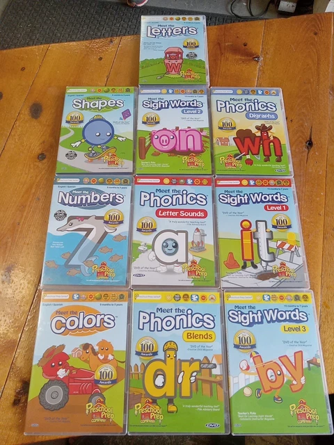 PRESCHOOL PREP SERIES Lot 10 DVD Meet the Sight Words Letters Numbers ...