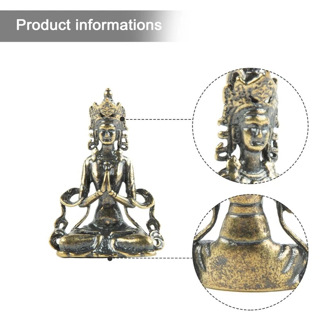 MINI STATUE DE Bouddha Guanyin en cuivre fait main ornement porte-bonheur décor EUR 6,42 ...