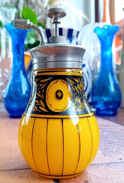 RARE ENOTS MADE In England Glass Atomiser ~ Silver Plate ~ Yellow Black ...