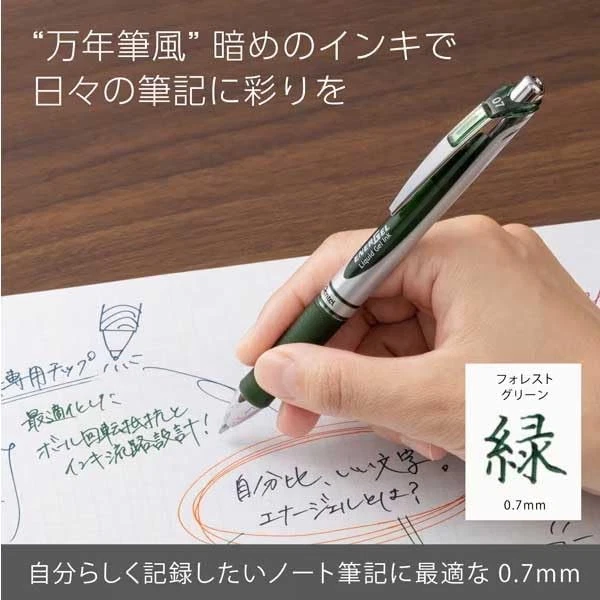 PENTEL ENERGEL GEL Ink Ballpoint Pen, 0.7Mm, Fine Point, Forest Green ...
