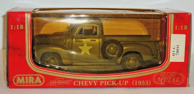 MIRA CHEVROLET Diecast Model Pick Up Car - Us Army Detail - 1953 1/18 ...