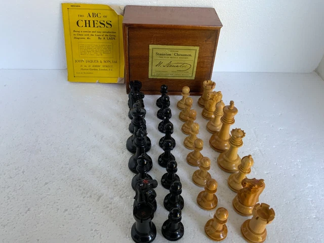 ANTIQUE JAQUES OF London Staunton Chessman Wooden Chess Set Pieces In ...