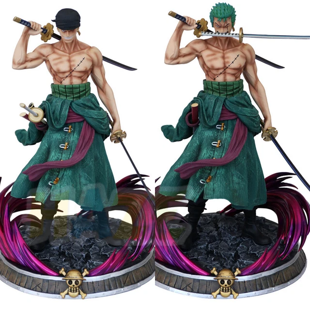 ANIME ONE PIECE Santōryū Two-Headed Roronoa Zoro PVC Figure Statue 37cm ...