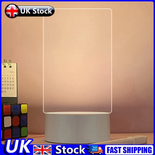 LED DESKTOP LAMP USB Acrylic DIY Note Board Lamp Rewritable for Home ...