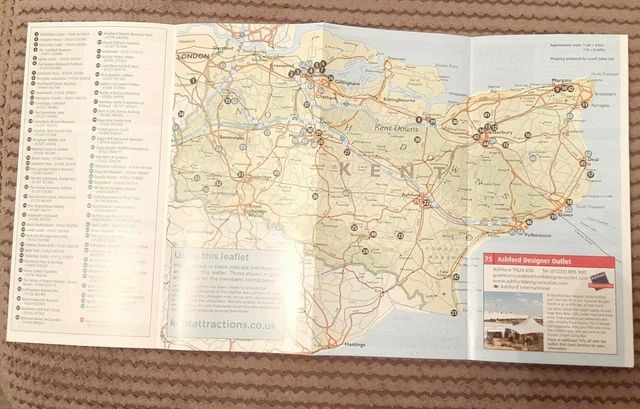 70 OF THE Best Places to visit in Kent 2020 foldout Map / flyer EUR 1 ...