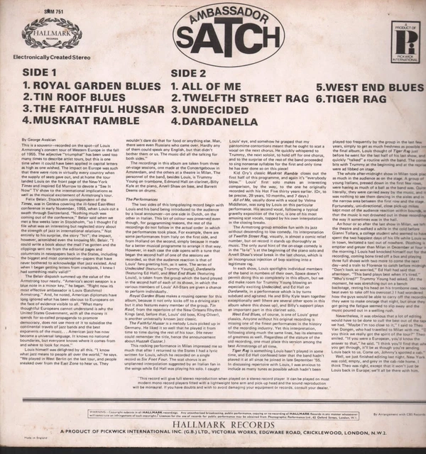 LOUIS ARMSTRONG AND His All-Stars Ambassador Satch LP vinyl UK Hallmark ...