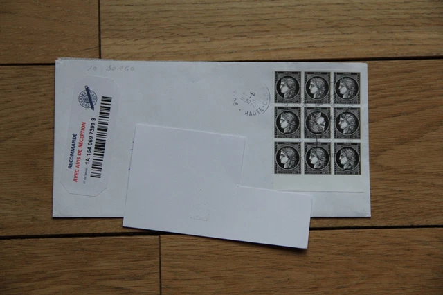 LETTRE FRANCE , timbres du feuillet n°F5305, Bloc de 9, tête bêche +ci ...