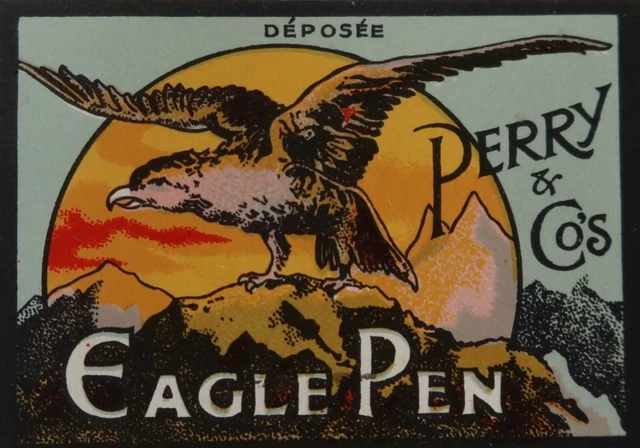 PERRY & CO Eagle Pens Nibs Box Feather Box Label $21.94 - PicClick CA