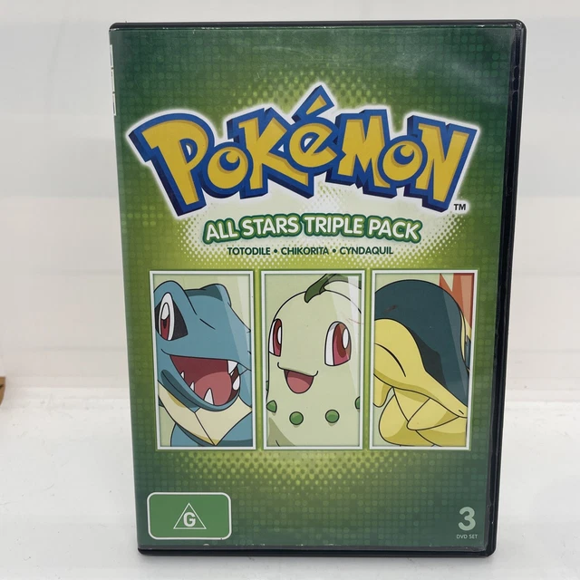 POKEMON ALL-STARS TRIPLE Pack Totodile, Chikorita, Cyndaquol 3 DVD set ...